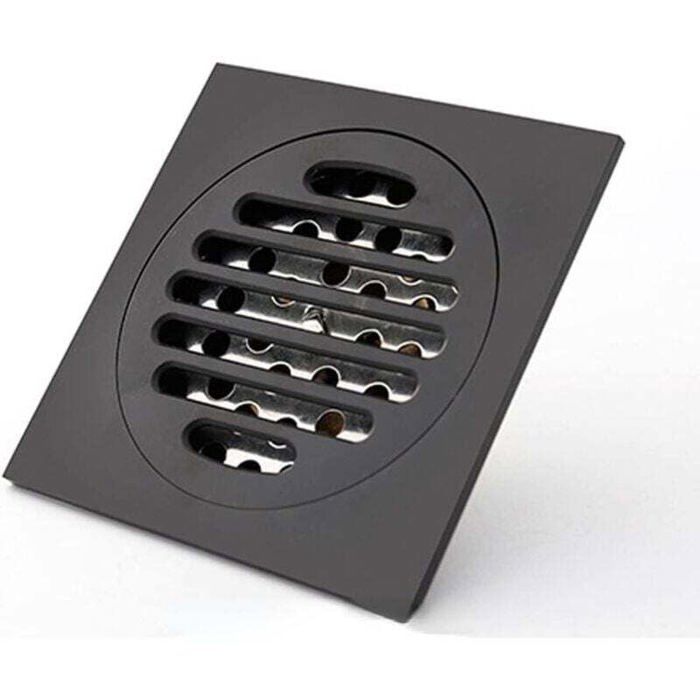 Siphon de douche carré en laiton noir mat anti-odeurs, 10 cm, pour ...