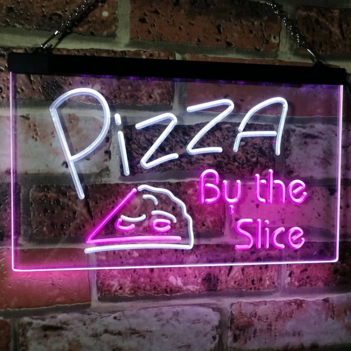 12V 20x30cm - blanc et rose - Panneau néon LED pour Pizza au magasin de tranches, affichage de ...
