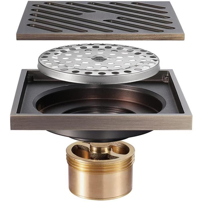 Siphon de Sol Carrée Antique Bronze Drain de Plancher 4 Pouces Laiton ...