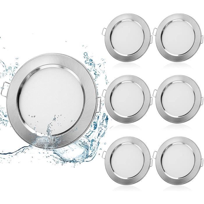6 Pack LED Spots Encastrables Extra Plat Ultra-mince IP44 6W 500lm ...