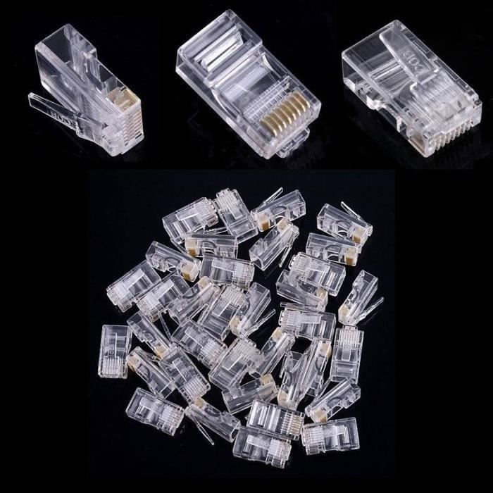 Lot de 20X fiches RJ45 tête a sertir Connecteur réseau LAN Prise ...