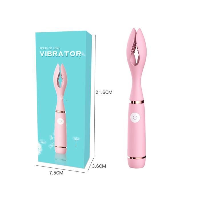 Stimulateur de point G féminin, 10 Modes, Double pince, vagin, Clitoris, vibrateur, pinces à ...