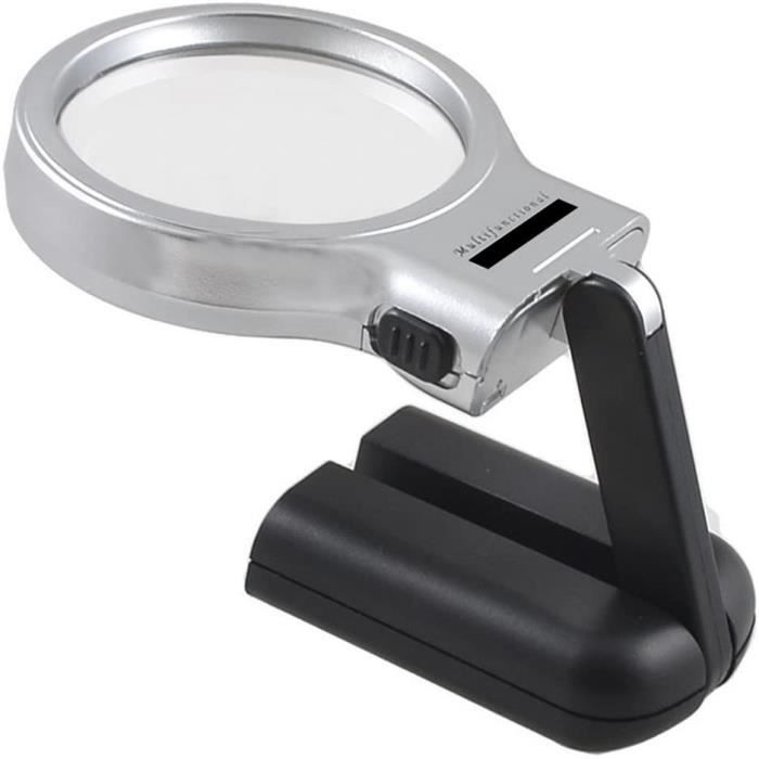 Loupe Grossissante avec Lumire LED et Support Ajustable et Pliant Portable Loupe De Lecture ...