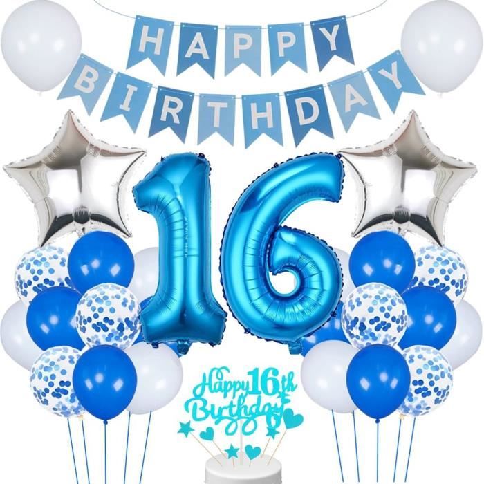 Ballon 16 Ans Anniversaire Garçon,Decoration Anniversaire 16 Ans Garçon ...