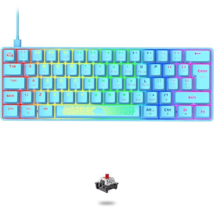 T60 60% Compact Mini Clavier De Gaming Mécanique Illumination Rvb ...