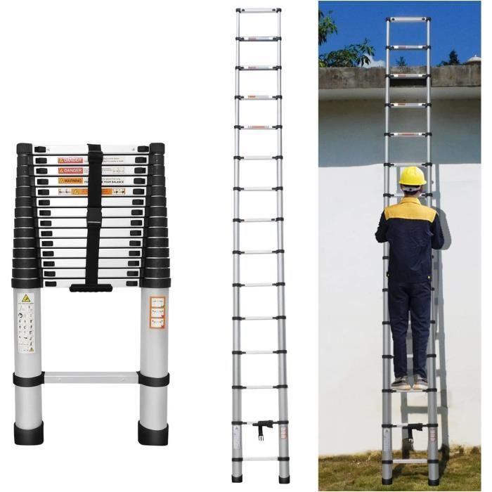 Échelle Télescopique Pliante, 4,4 M Échelle Escabeau Télescopique en ...