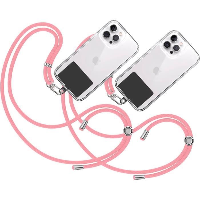 2X Cordon Collier Laniere Portable Universel [Rose] Avec [Patch De ...