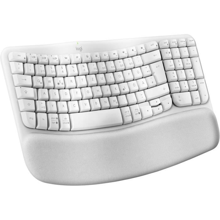 Clavier Ergonomique - LOGITECH - Wave Keys - Sans Fil - Blanc - QWERTY ...