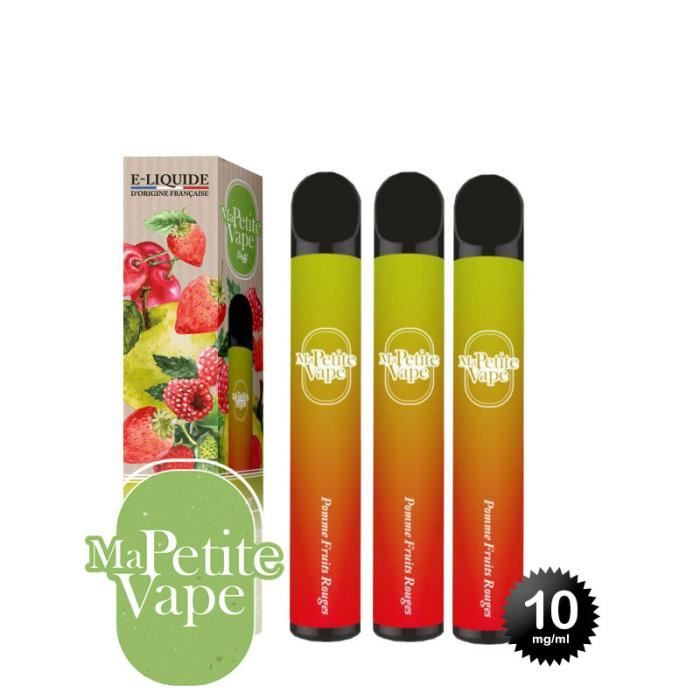 LOT DE 3 PUFFS "MA PETITE VAPE" SAVEUR POMME FRUITS ROUGES EN 10MG ...