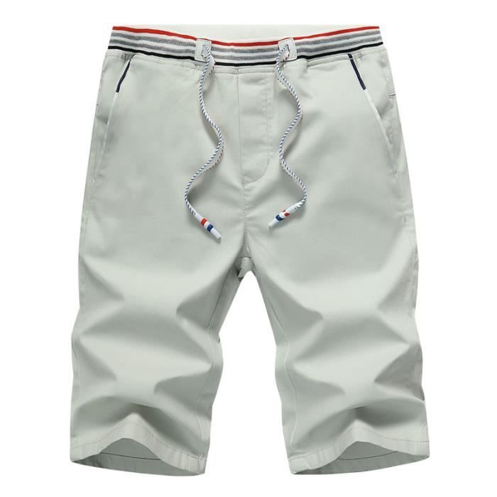 Short Bermuda Homme baggy en coton grande taille - Beige - Respirant ...