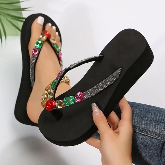 Sandales A Plateforme Pour Femmes - Sandales Compensees A Bout Clip ...