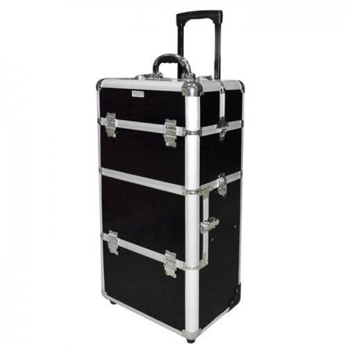 Valise trolley professionnelle croco noire, coiffure et esthétique, Parisax