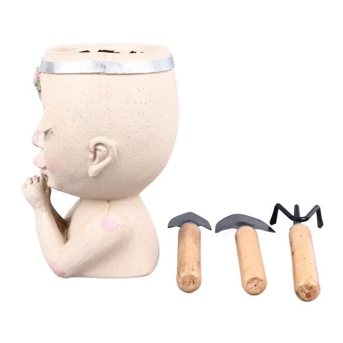 Pot de jardinière en résine QQMORA - Tête de fille amusante ...