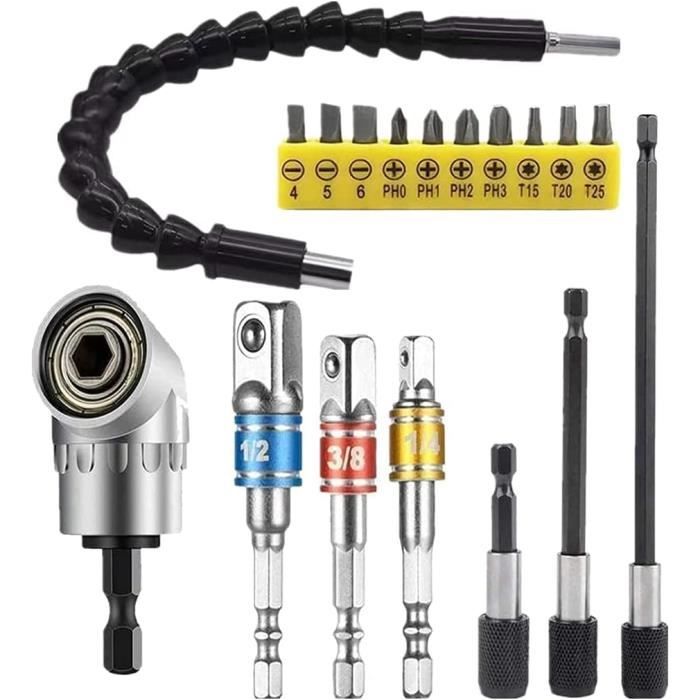 Rallonge de foret flexible pour tige - 1 adaptateur de visseuse d'angle ...