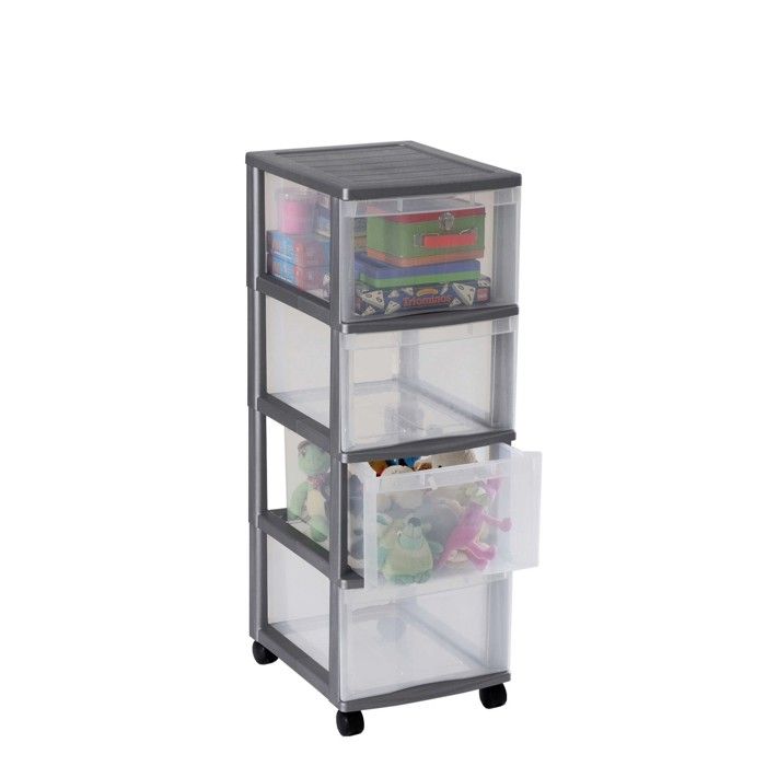 Tour de rangement avec roues Sundis OPTIMO 4 tiroirs - gris - Cdiscount ...