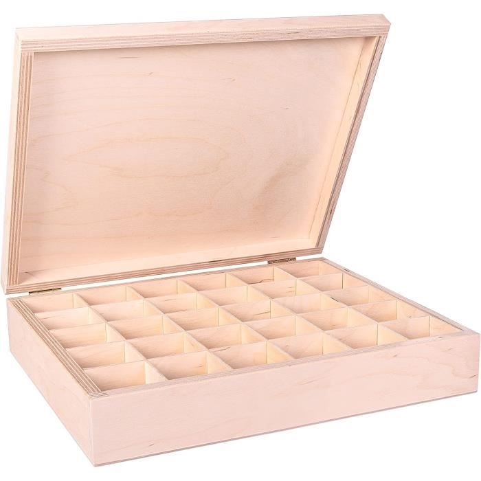 Boîte De Rangement En Bois À Compartiments Multiples Avec Couvercle Et ...