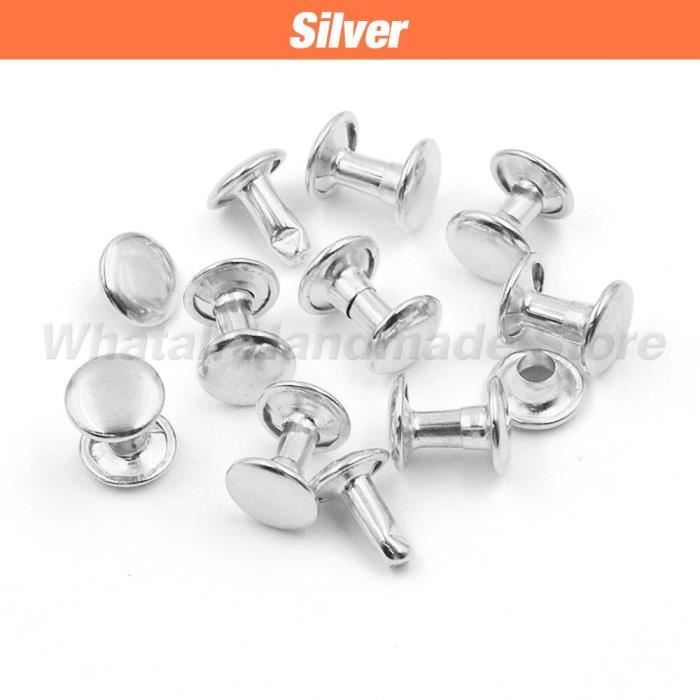 RIVET,Silver--Rivets à clou rond en métal à Double capuchon, pour la ...