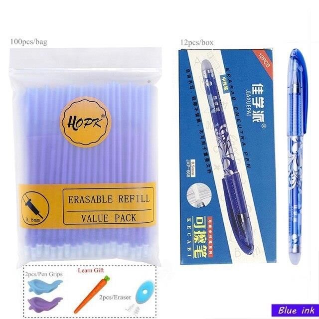 STYLO,A-Set-blue ink--Stylo à Gel effaçable, 100 + 12 pièces-ensemble ...