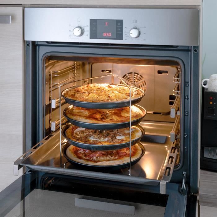 Support plaques à pizza - Aps - Inox - Pliable - Cuisson 4 plaques ...