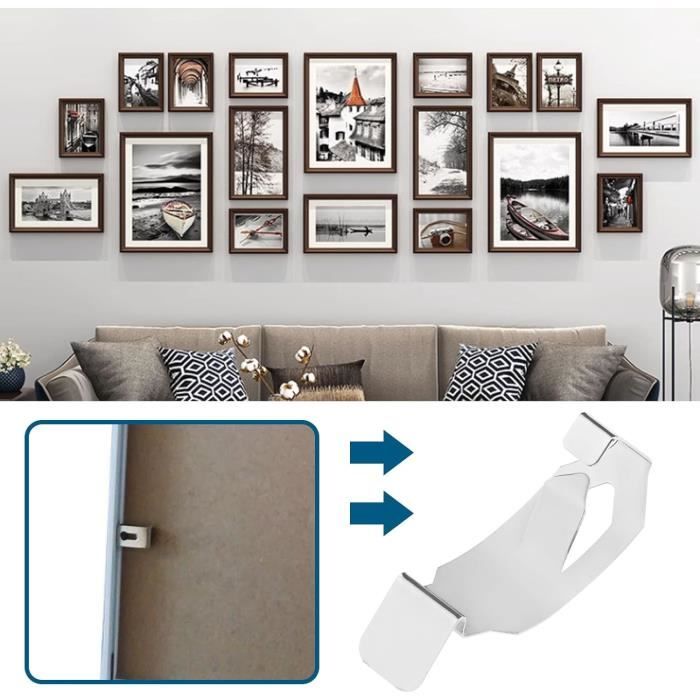 Lot de 12 clips de fixation pour cadre photo - Argenté - 35 x 13 mm ...