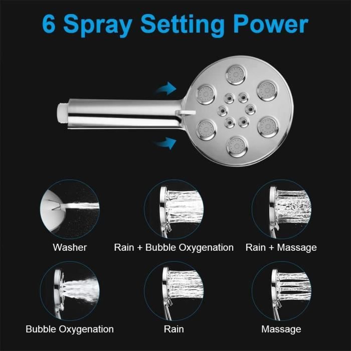 Douchette Pommeau De Douche Economie Deau, Avec 6 Modes De Jet, Haute ...