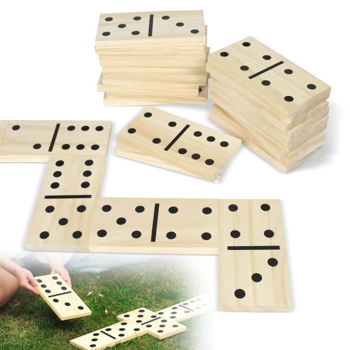 YUENFONG Jouet de dominos,jeu de dominos en bois de pin,ensemble de ...