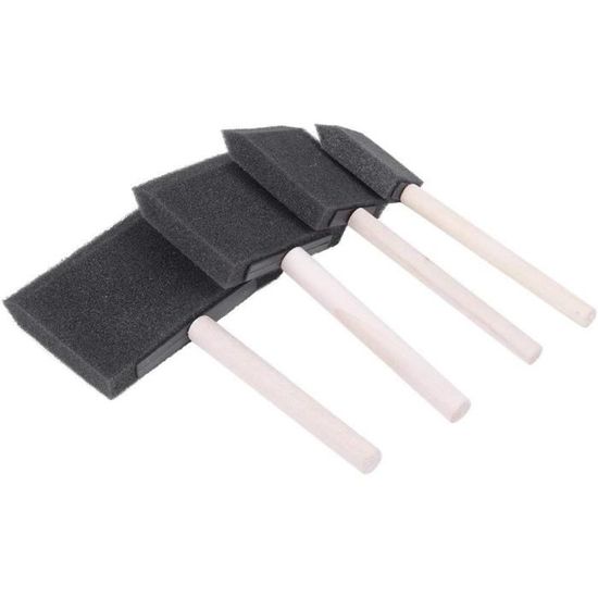 Lot De 4 Pinceaux Éponge En Mousse Avec Manche En Bois Pour Peinture ...