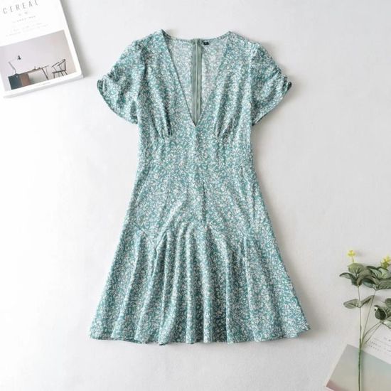 Robe à fleurs - de plage bleue imprimé Floral Green - Cdiscount Prêt-à ...