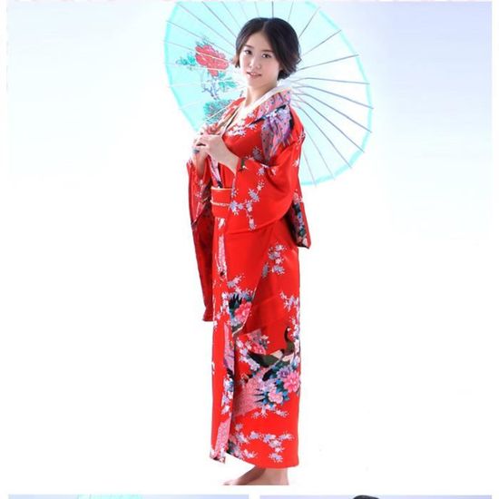 Kimono japonais femme Traditionnelle Jeune Dame Yukata avec Robe Costume cosplay de Peignoir ...