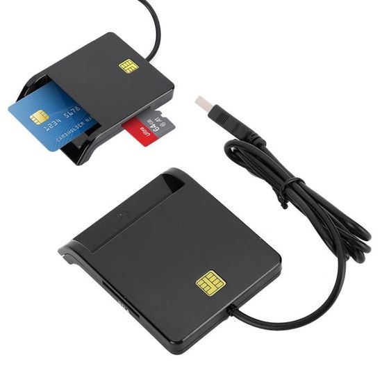 Lecteur de carte à puce USB QIILU - Compatible avec cartes à puce 5V ...