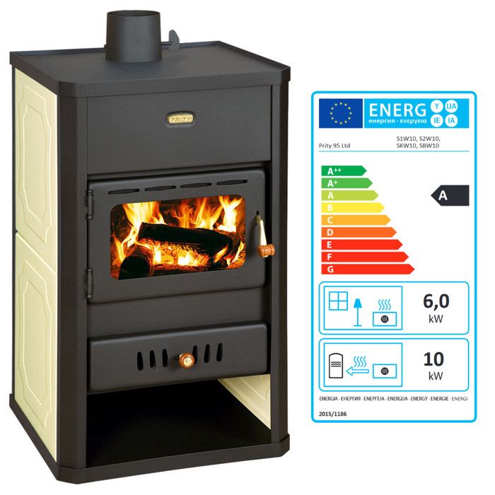 Thermopoêle à bois Prity S1 W10 – 13,3 kW, Noir Graphite, Chaudière ...