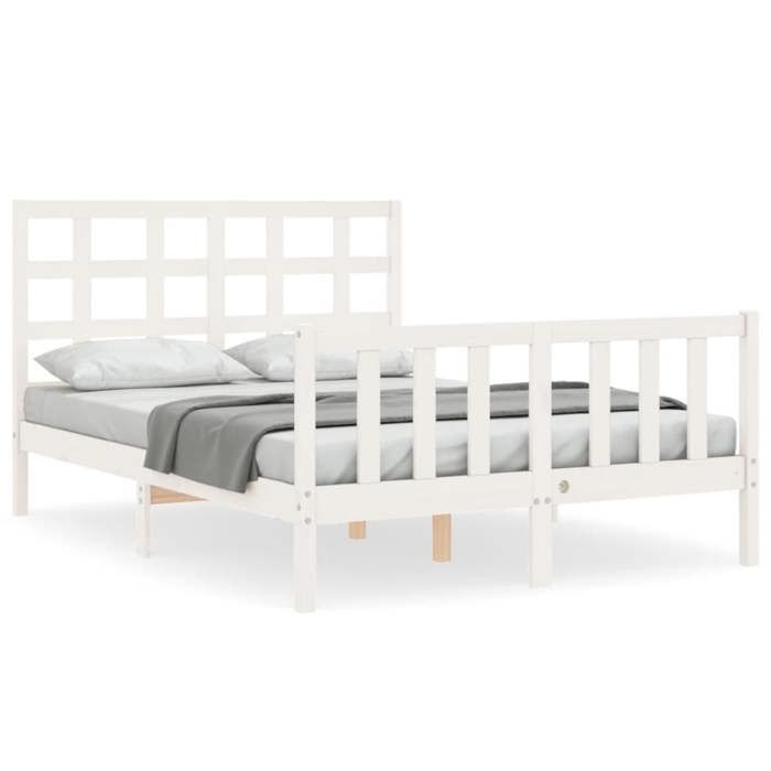 HSF®Cadre de lit - sans matelas - blanc 120x200 cm - bois de pin massif ...