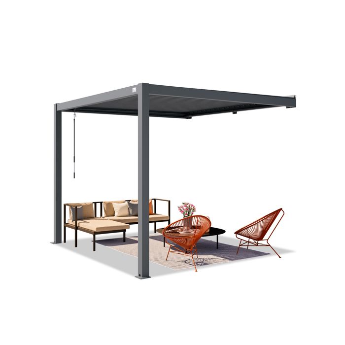PRIMEYARD Pergola adossée 3x3 m poteaux en aluminium avec lames ...