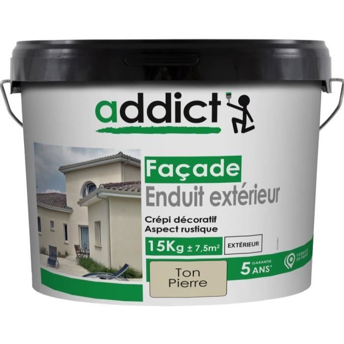 Crépi extérieur - ADDICT - Ton pierre - 15Kg - Acrylique - Mat ...