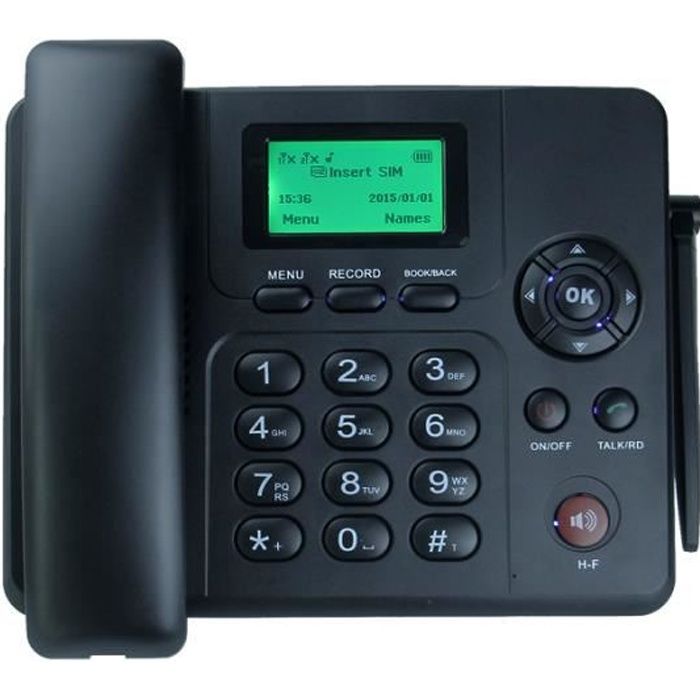 Téléphone fixe GSM - ANTCOOL - Double carte SIM + TF - Noir - Mains ...