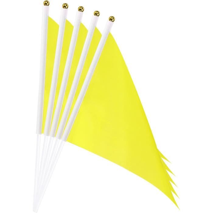 Jaune Drapeau Bâton, Main Tenu Petit Mini Bricolage Drapeau 8,2 Pouce X 5,5 Pouce Triangle Pour ...