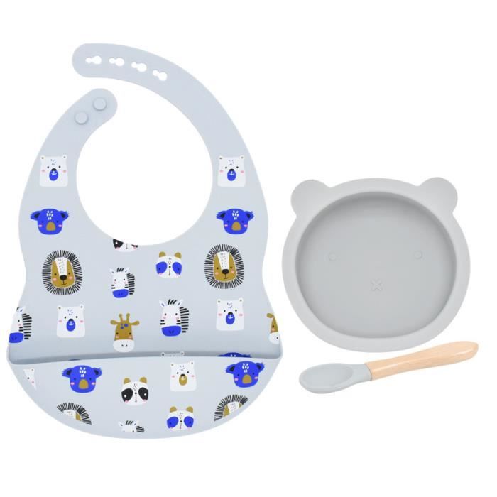 Coffret Repas Bebe,Assiette Ventouse pour Bébé,Bavoir et Cuillère en ...