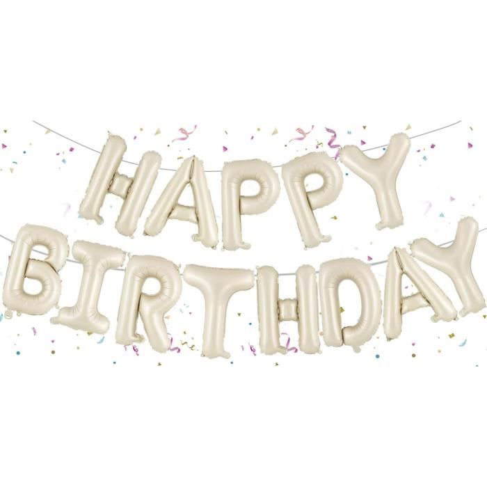 Ballon Joyeux Anniversaire Crème,Happy Birthday Bannière Ballons En Aluminium 16 Pouces,Ballon ...
