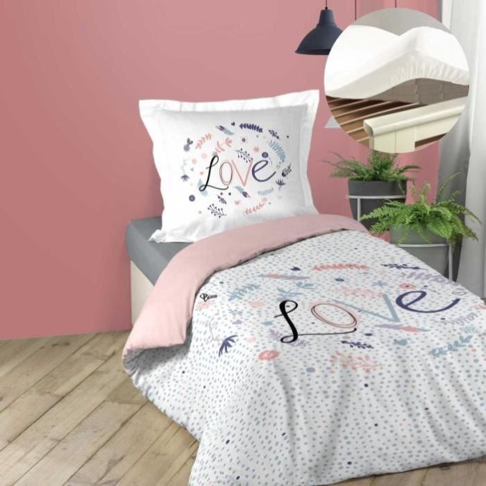 Pack Parure De Couette Enfant 140x200 Cm Big Love Drap Housse 90x190