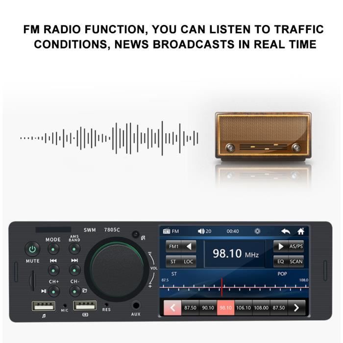 OMABETA lecteur MP5 de voiture 4 pouces voiture MP5 HD écran tactile ...