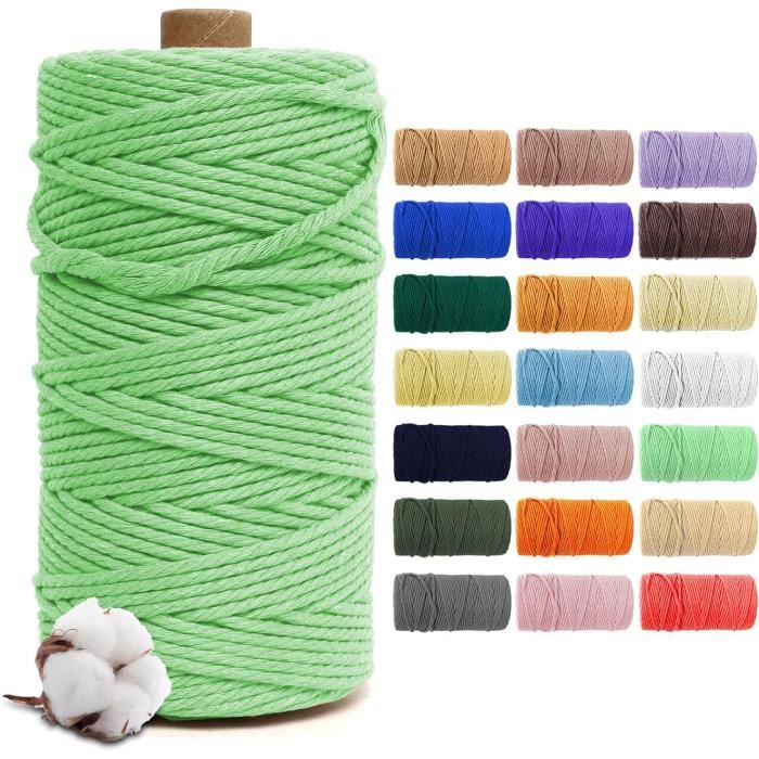 Fil de macramé 3 mm x 200 m - 100 % coton - Fil de macramé coloré ...