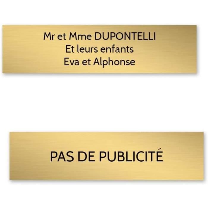 Plaque Nom + Plaque Stop Pub Pour Boite Aux Lettres Format Decayeux ...