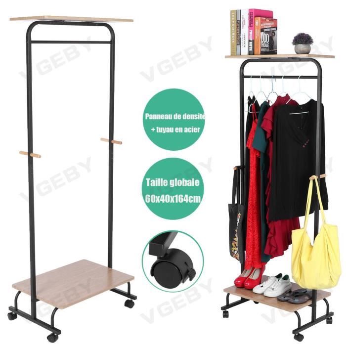 Portant,Penderie à vêtements,roulettes,Métal ,Style Industriel BOH4 ...