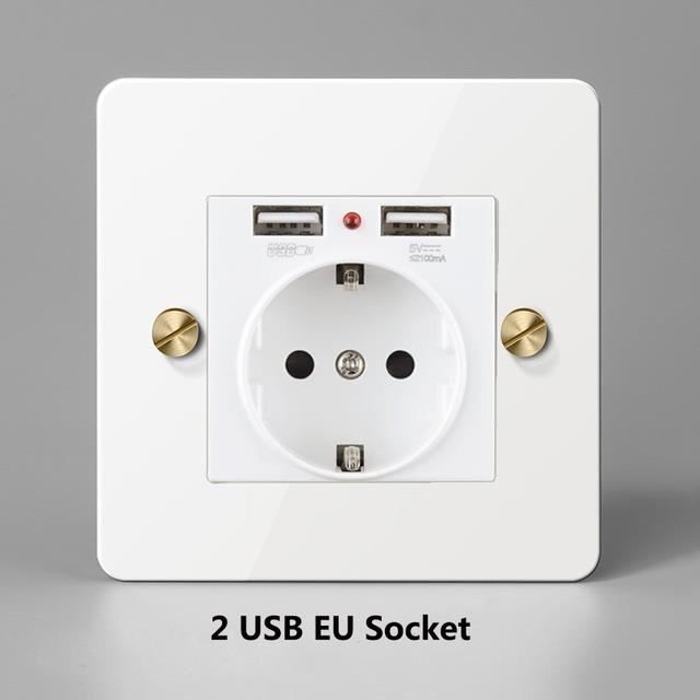 Interrupteur mural,2 USB EU Socket--Interrupteur Mural À Bascule Avec ...