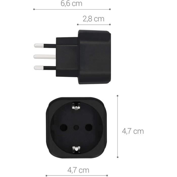 2X Adaptateur Voyage Italie Adaptateur Schuko Type F Vers Prise Murale ...