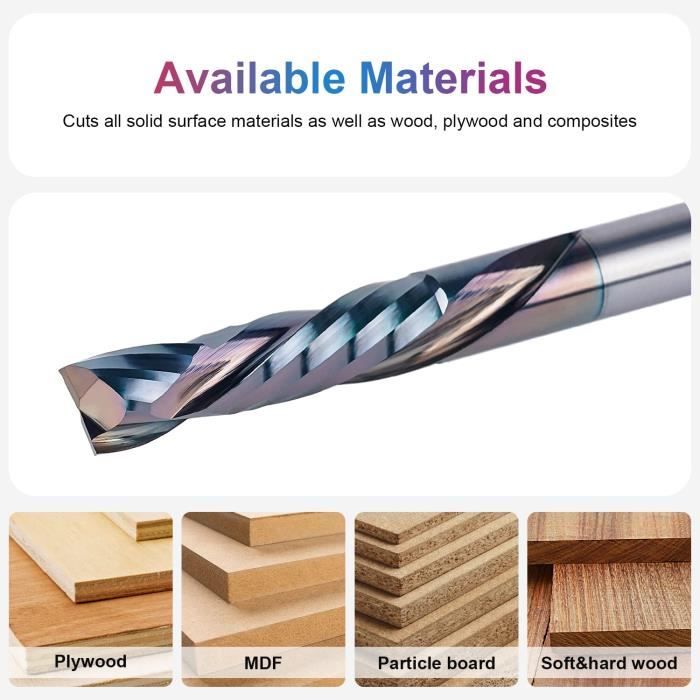 Fraise Defonceuse 8mm Diamètre de la tige Up&Down Compression Fraise CNC Fraise a Rainurer ...