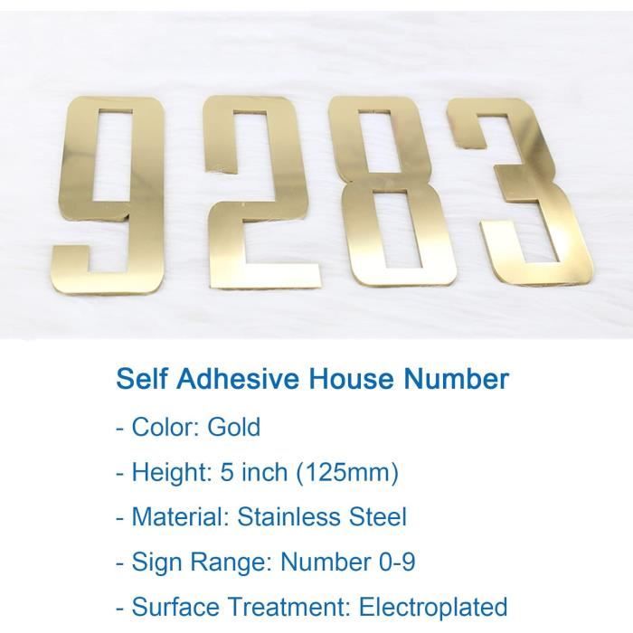 Numéros Plaque Maison Flottante 3D 127Mm Doré Auto-Adhésif Pour Porte ...