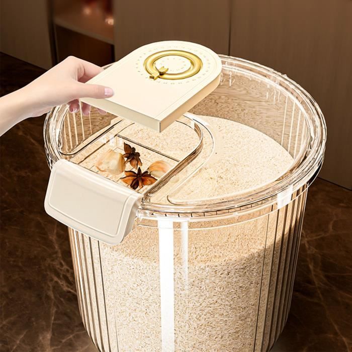 Conteneur de riz Récipient à riz transparent, bac de stockage de riz ...