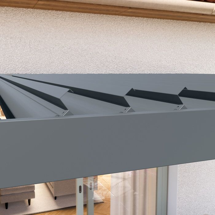 PRIMEYARD Pergola adossée 3x3 m poteaux en aluminium avec lames ...