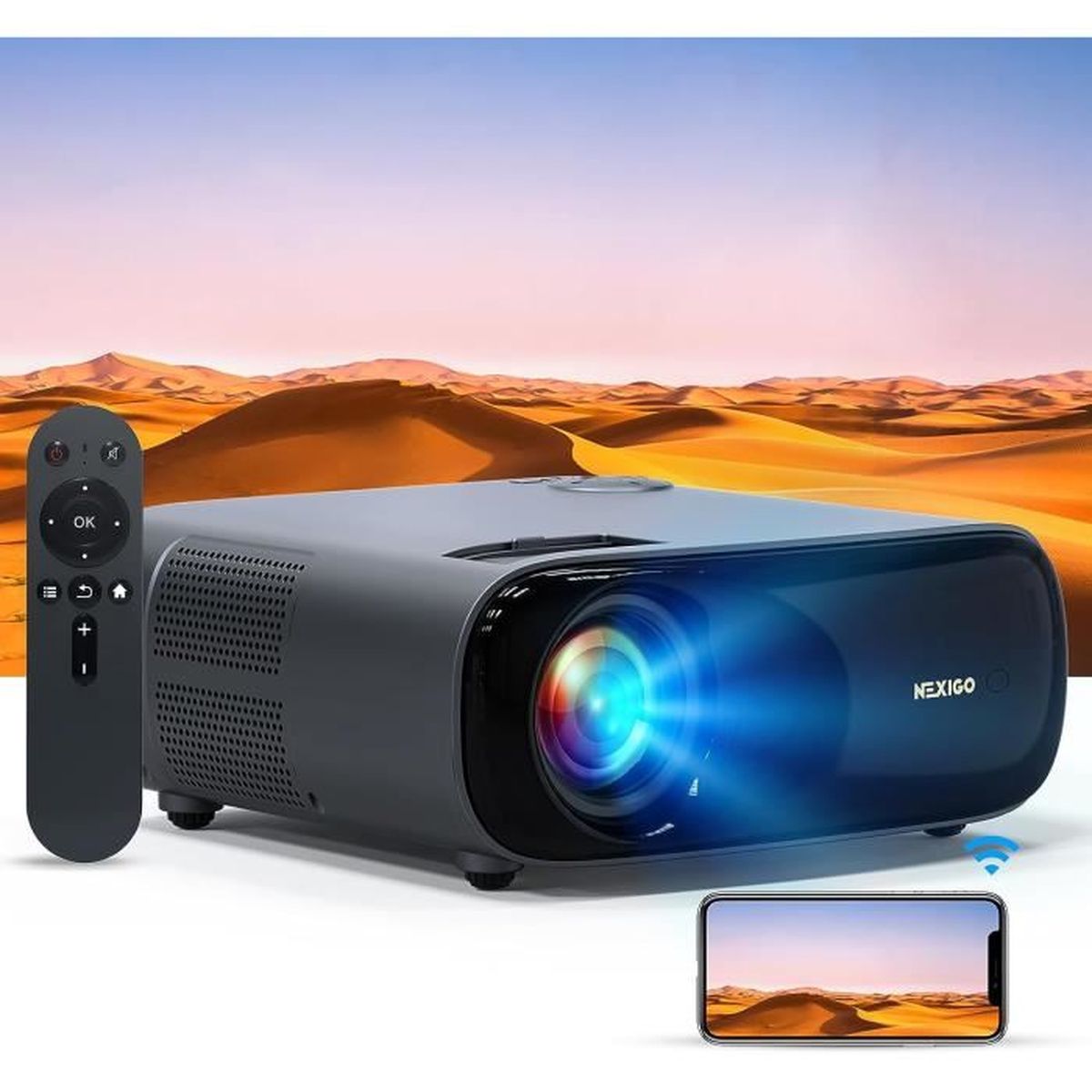 Projecteur de cinéma, 700 lumens ANSI, 1080P natif, 4K Pris en Charge ...